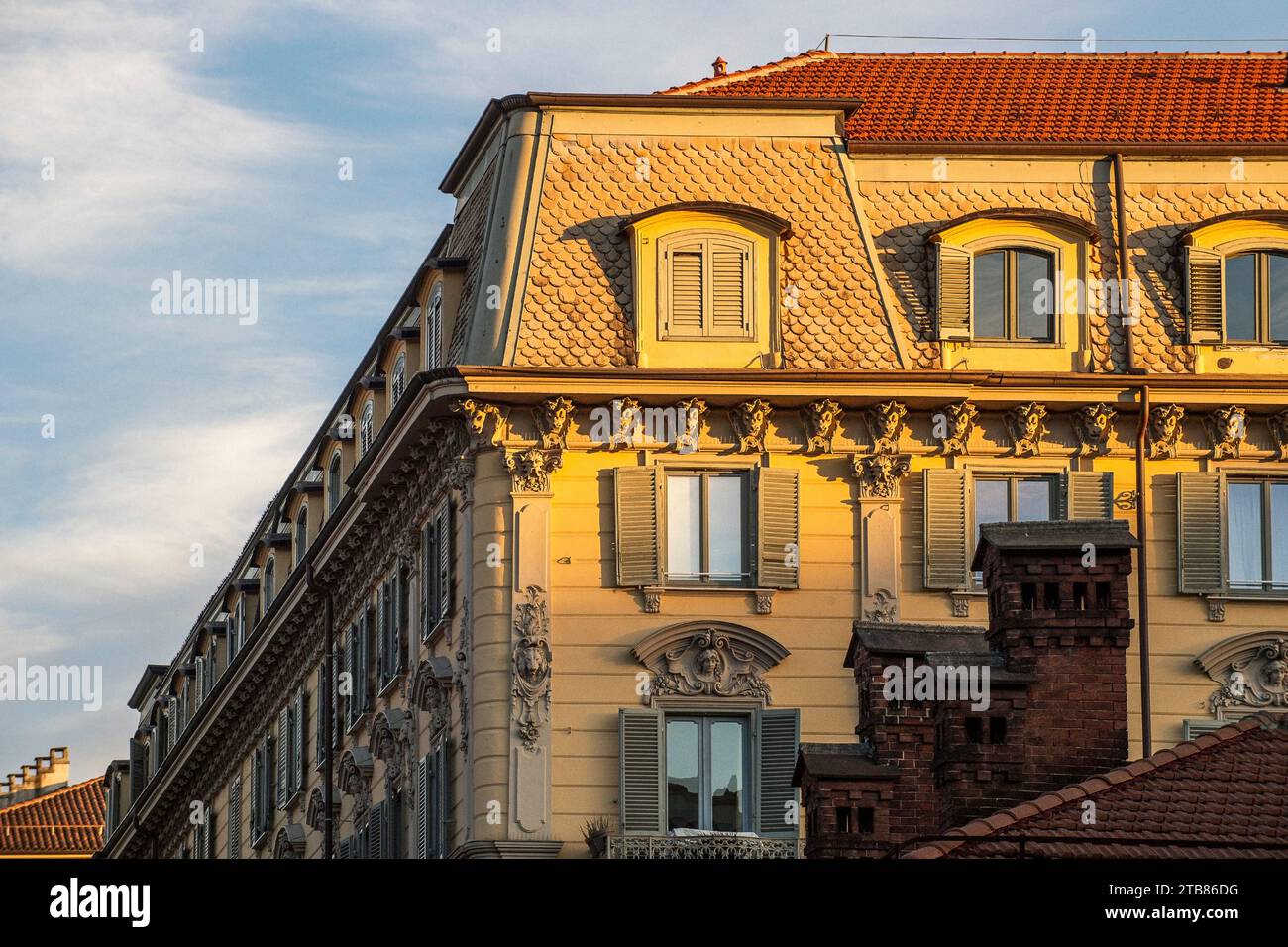 Italy Piedmont Turin Crocetta Architecture in Via Legnano Stock Photo ...