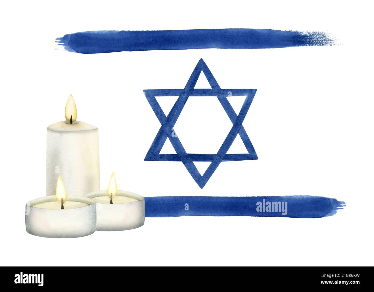 Remembrance Day of fallen soldiers with Israel flag and candles ...