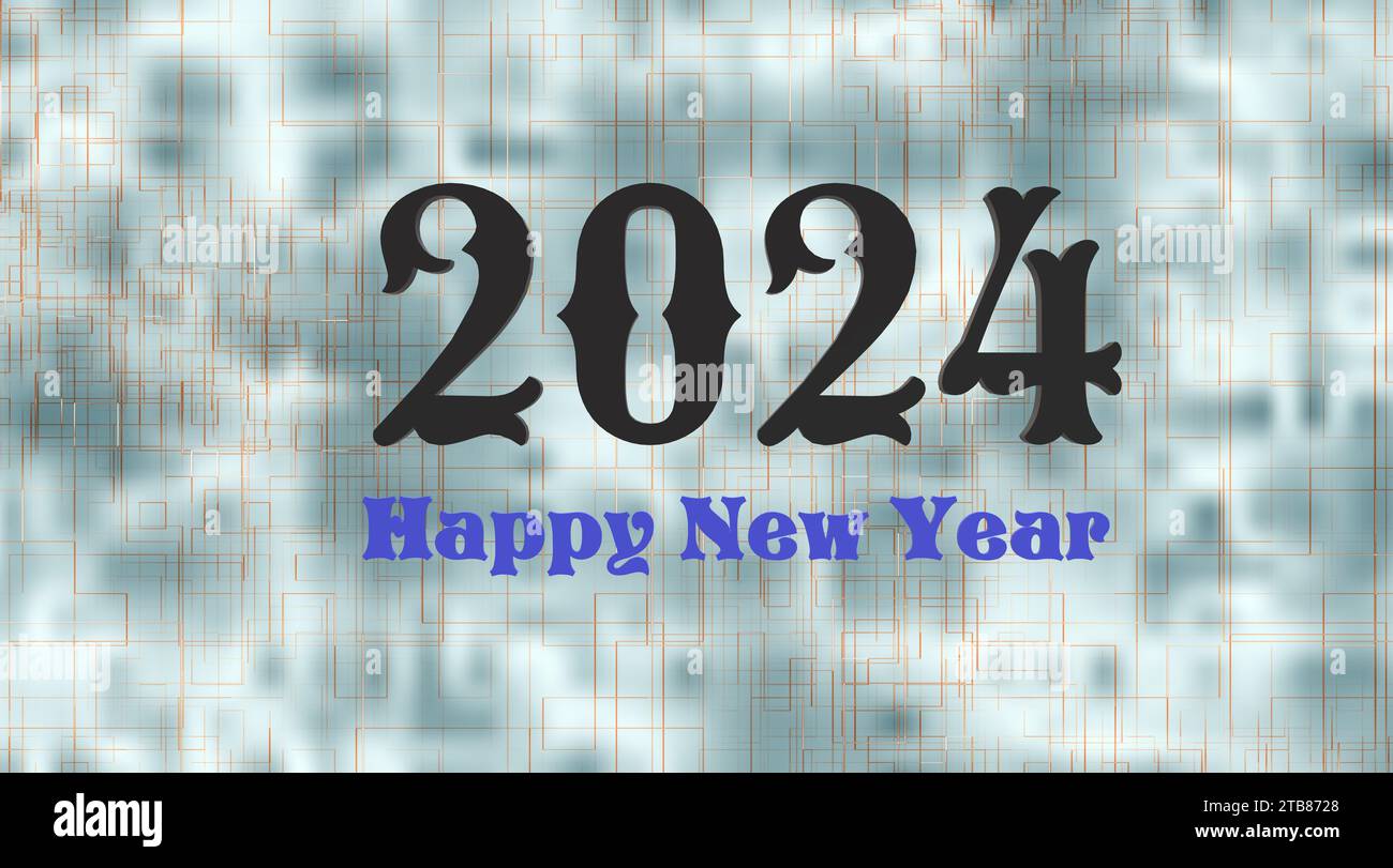 cloudy soft theme for 2024 celebration text with happy new year message ...