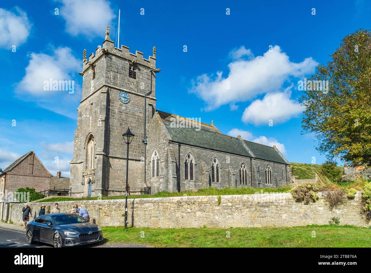 West Street, Corfe Castle, UK - September 14th 2023: The Parish Church ...