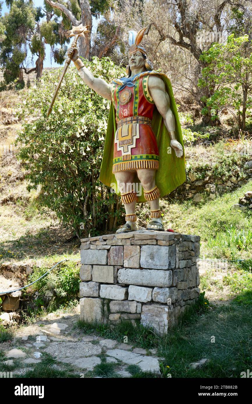 Puerto Sur Isla del Sol, Bolivia. October 9, 2023. Inca figure by The ...