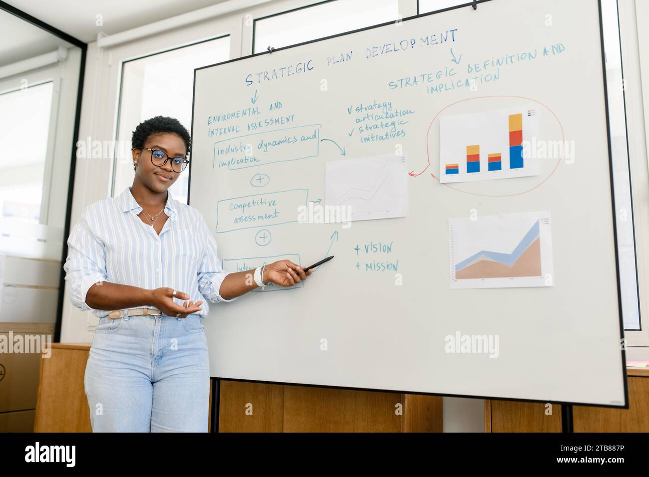 Charismatic African-American businesswoman, coach, colleague standing ...