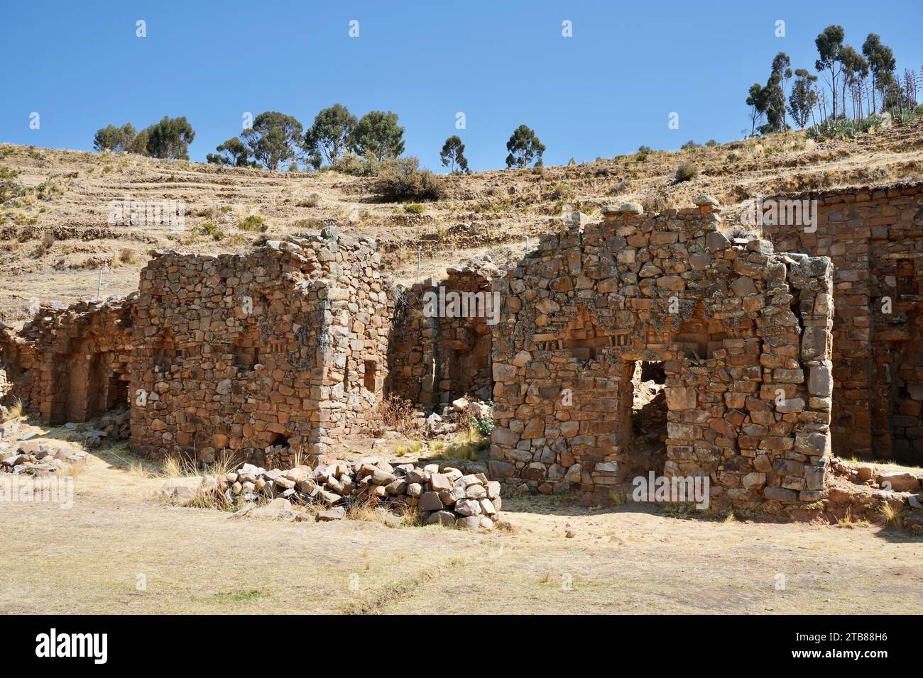 Ancient Inca Buildings at Iñaq Uyu. Isla de la Luna, Bolivia, October 9 ...