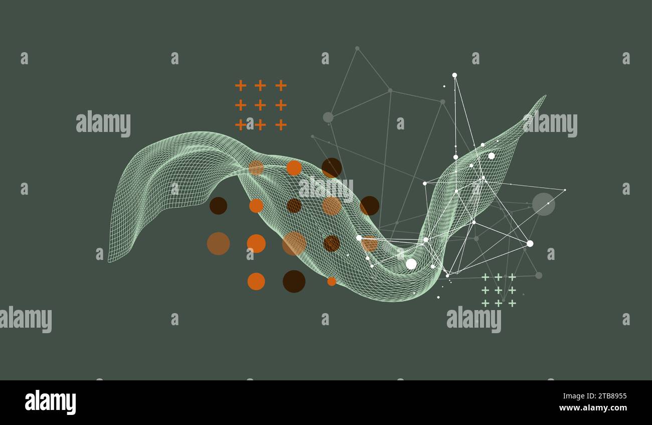 The abstract wave is made in a frame style. Template for science and ...