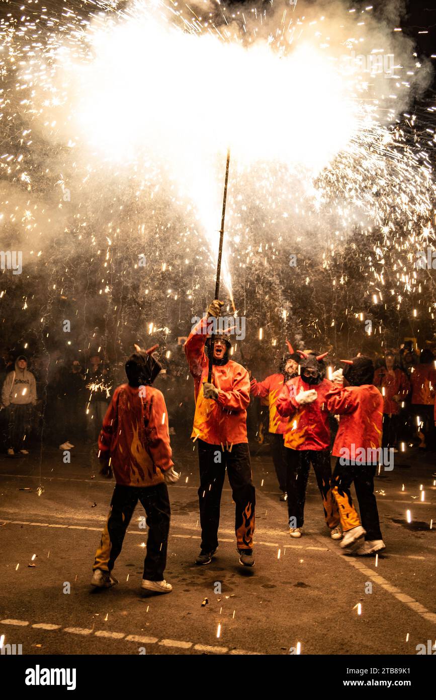 Ceret (south of France): Correfocs (literally in English fire-runs) are ...