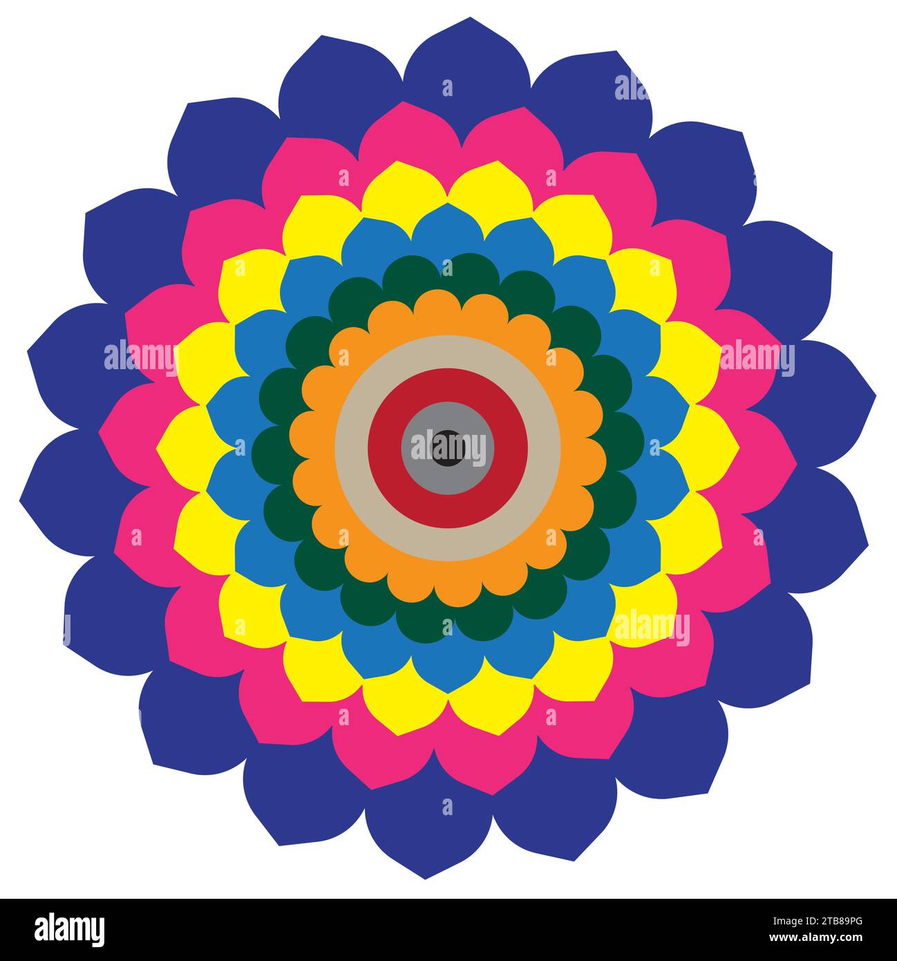 vector illustration of colorful traditional floral circular template ...