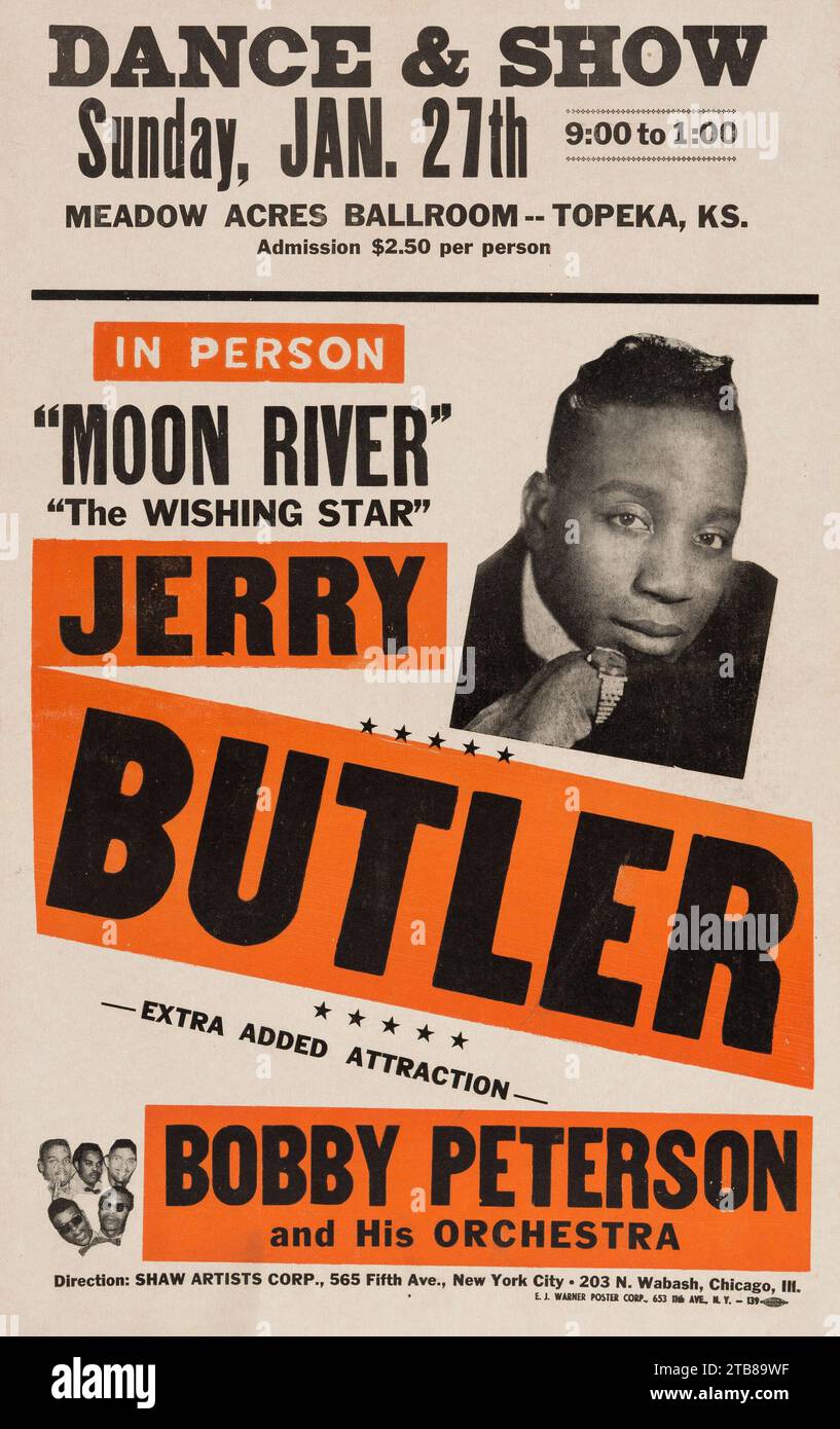 Vintage Jazz poster - Jerry Butler - (Moon River) Bobby Peterson Meadow ...