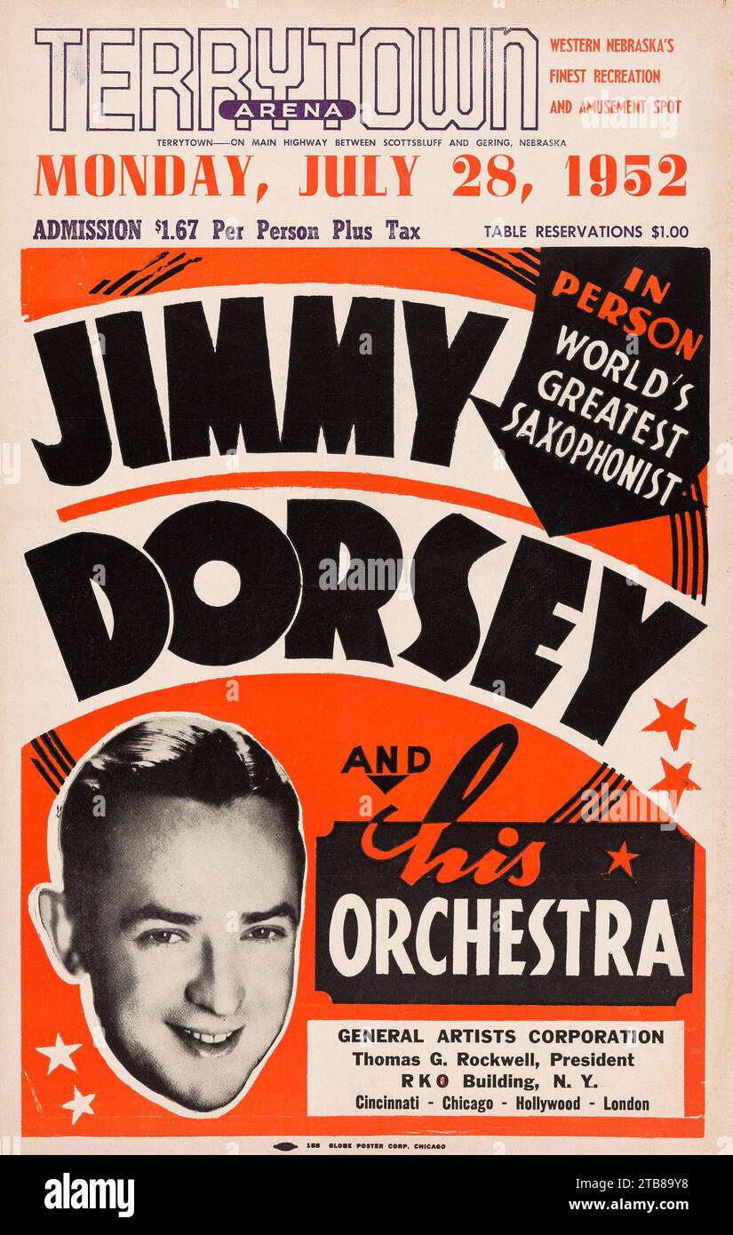 Vintage Jazz poster - Jimmy Dorsey - Terrytown Arena Concert Poster ...