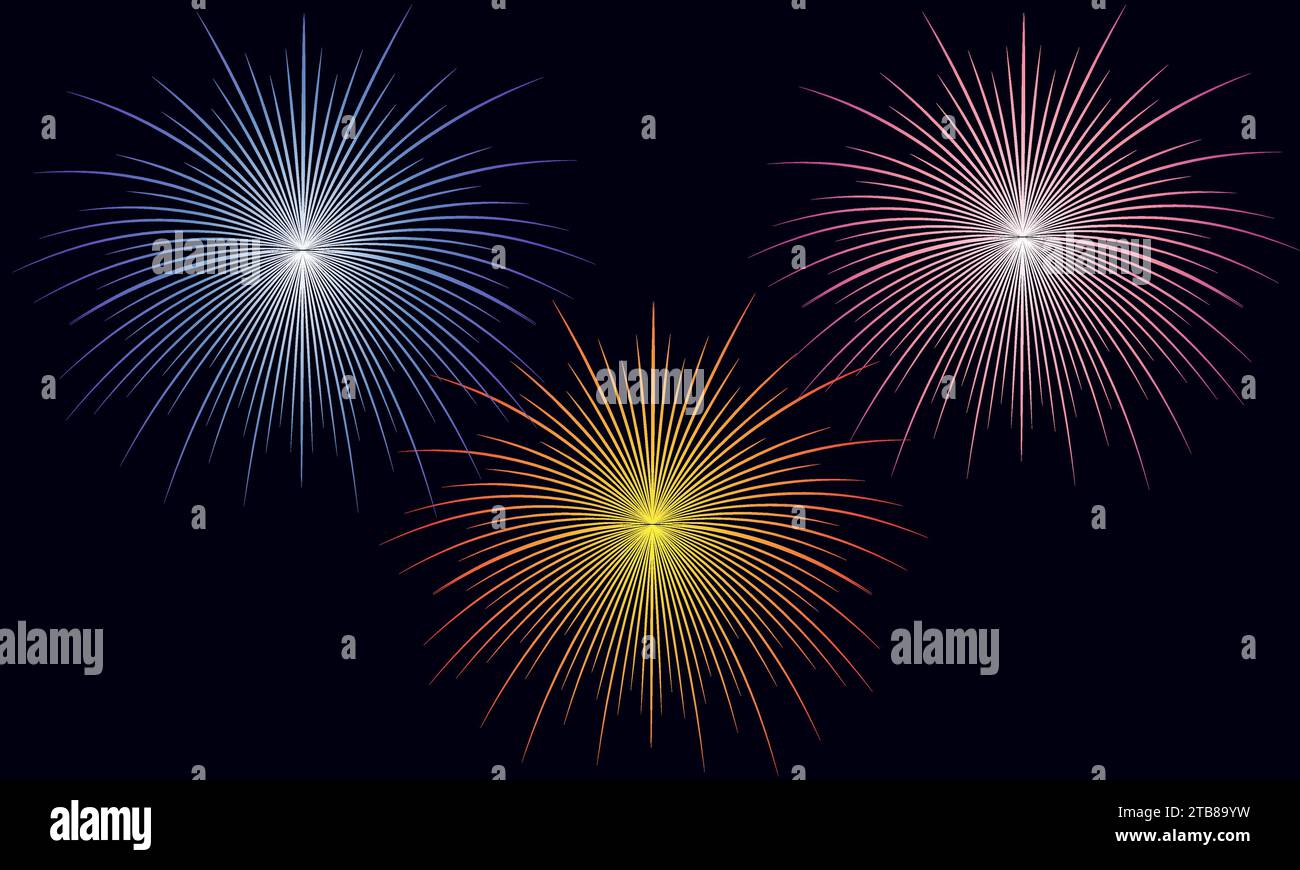 illustration of fireworks on the night sky Stock Vector Image & Art - Alamy