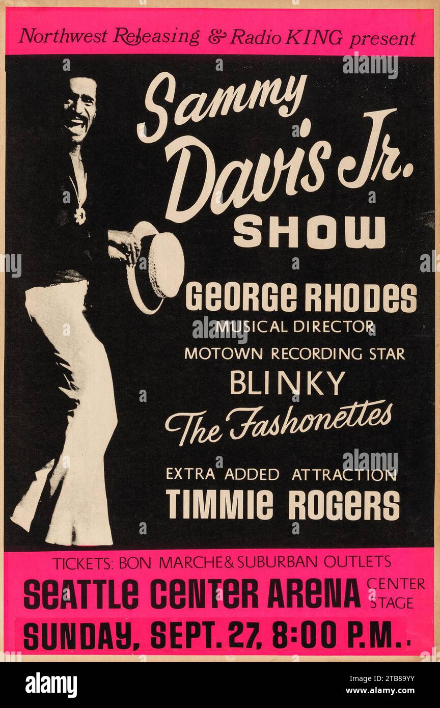 Vintage Jazz poster - Sammy Davis Jr. 1970 Seattle, Washington, Pink ...