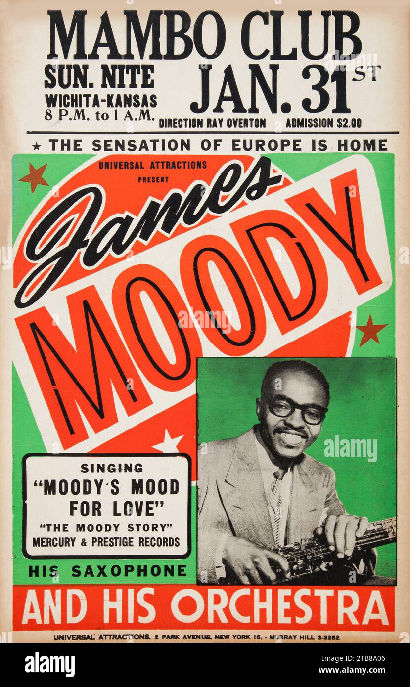 Mambo Club, Bebop Jazz, James Moody Concert Poster (1960 Stock Photo ...