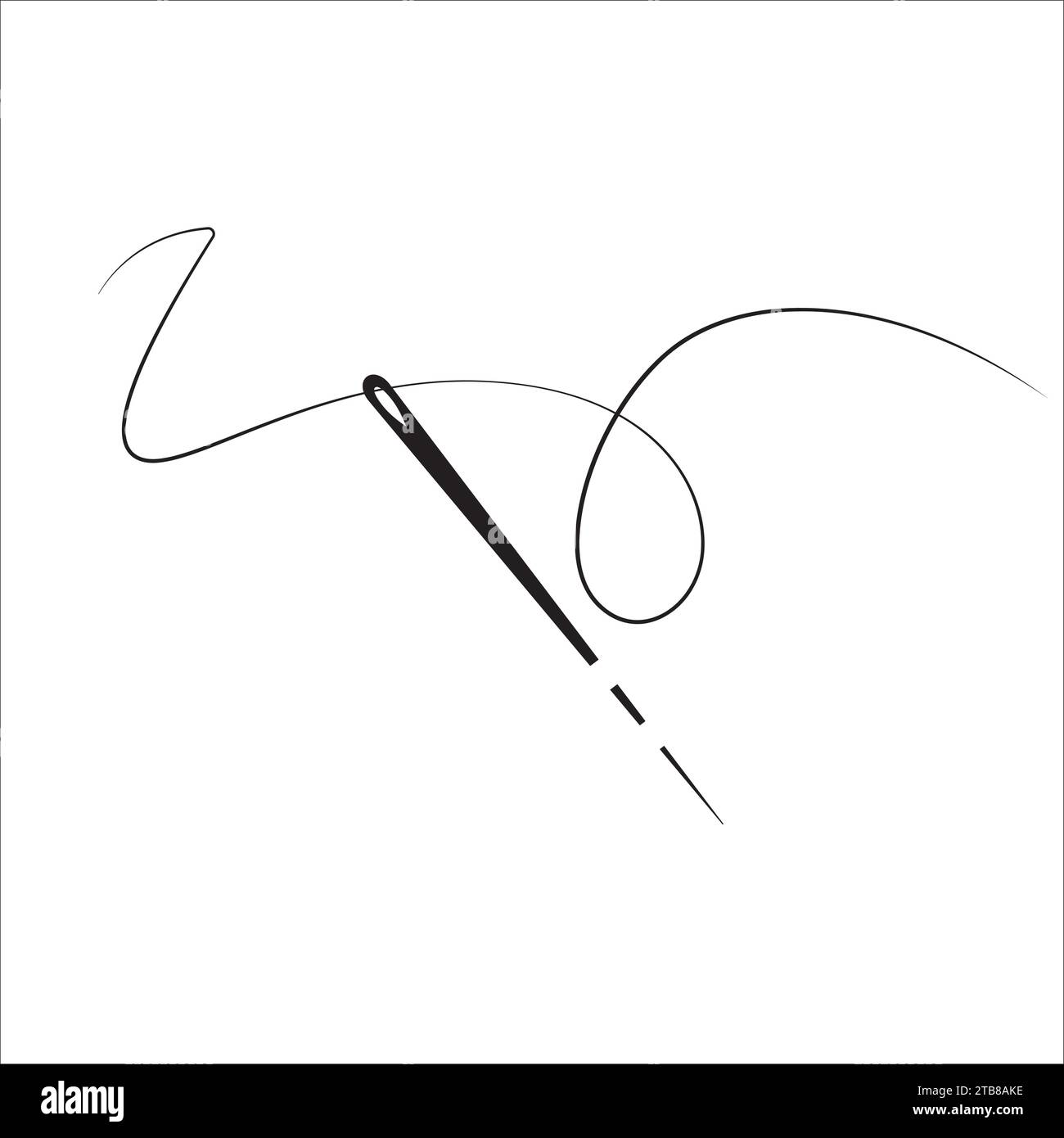 Tailor needle and curvy thread silhouette line icon vector illustration ...