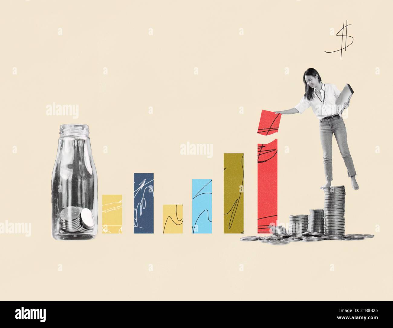 Contemporary art collage. Accountant help assemble charting platforms ...