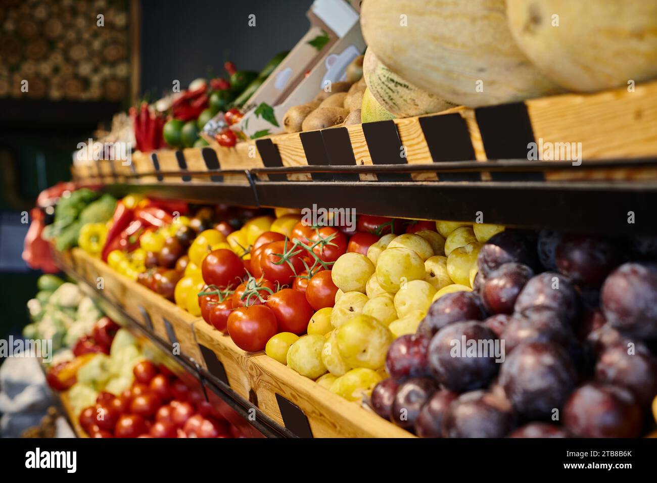 object photo of vibrant stall full of fresh delicious fruits and ...