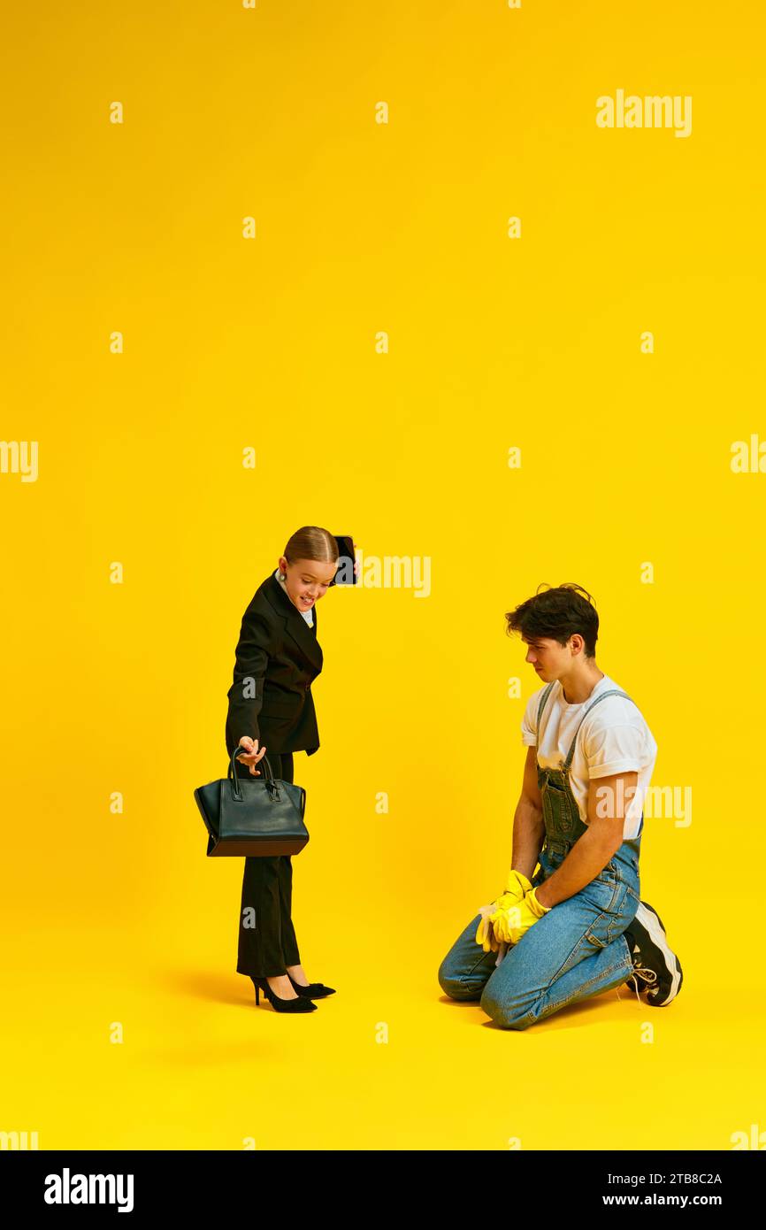 Little girl as businesswoman dressed smart casual outfit angry at ...