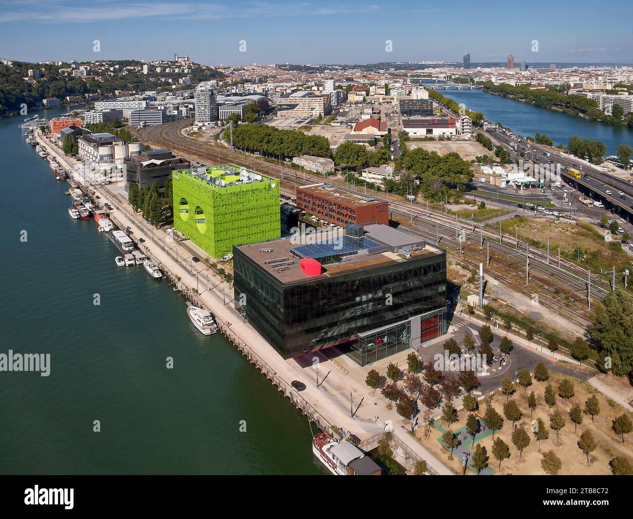 Lyon (central-eastern France): aerial view of the Districts of La ...