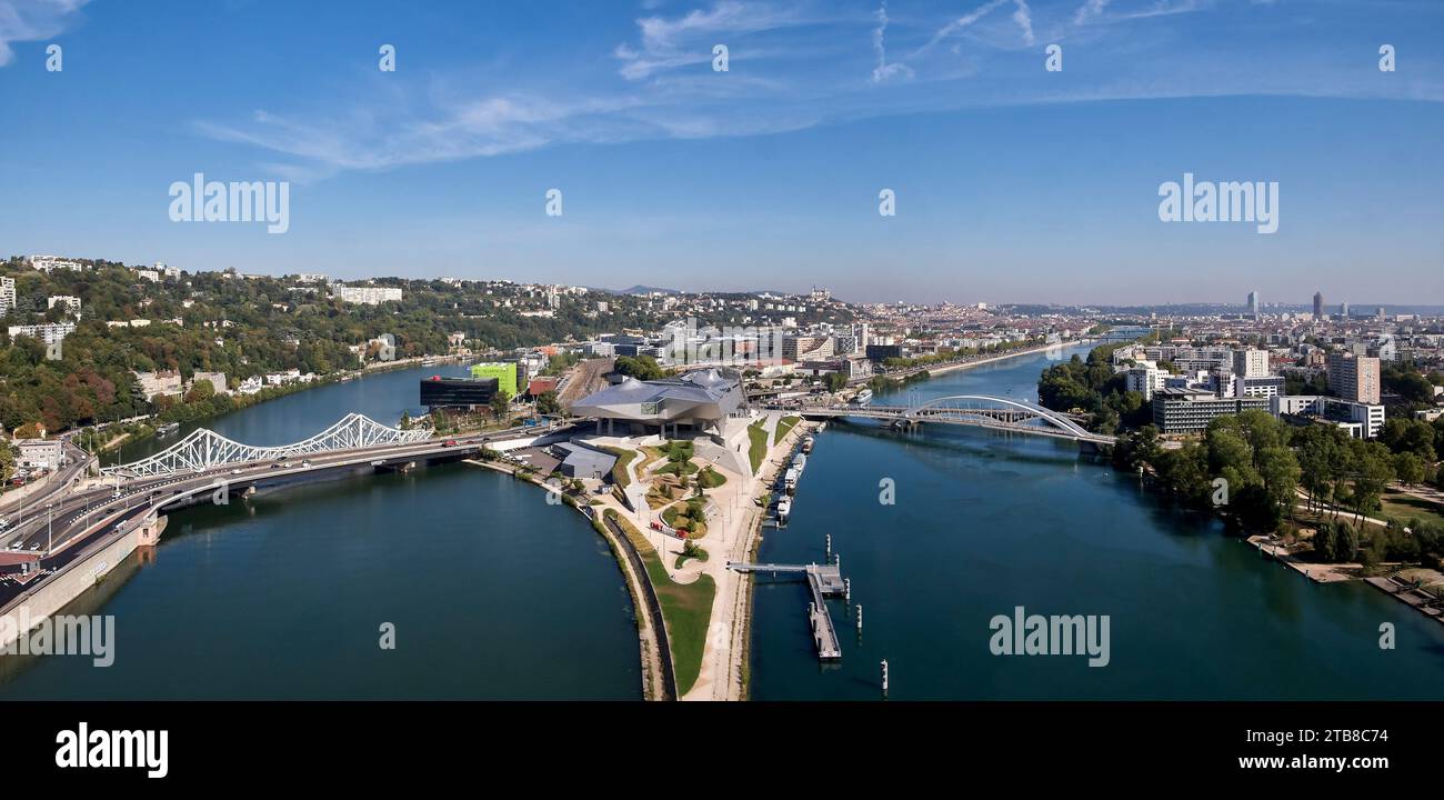 Lyon (central-eastern France): aerial view of the Confluence District ...