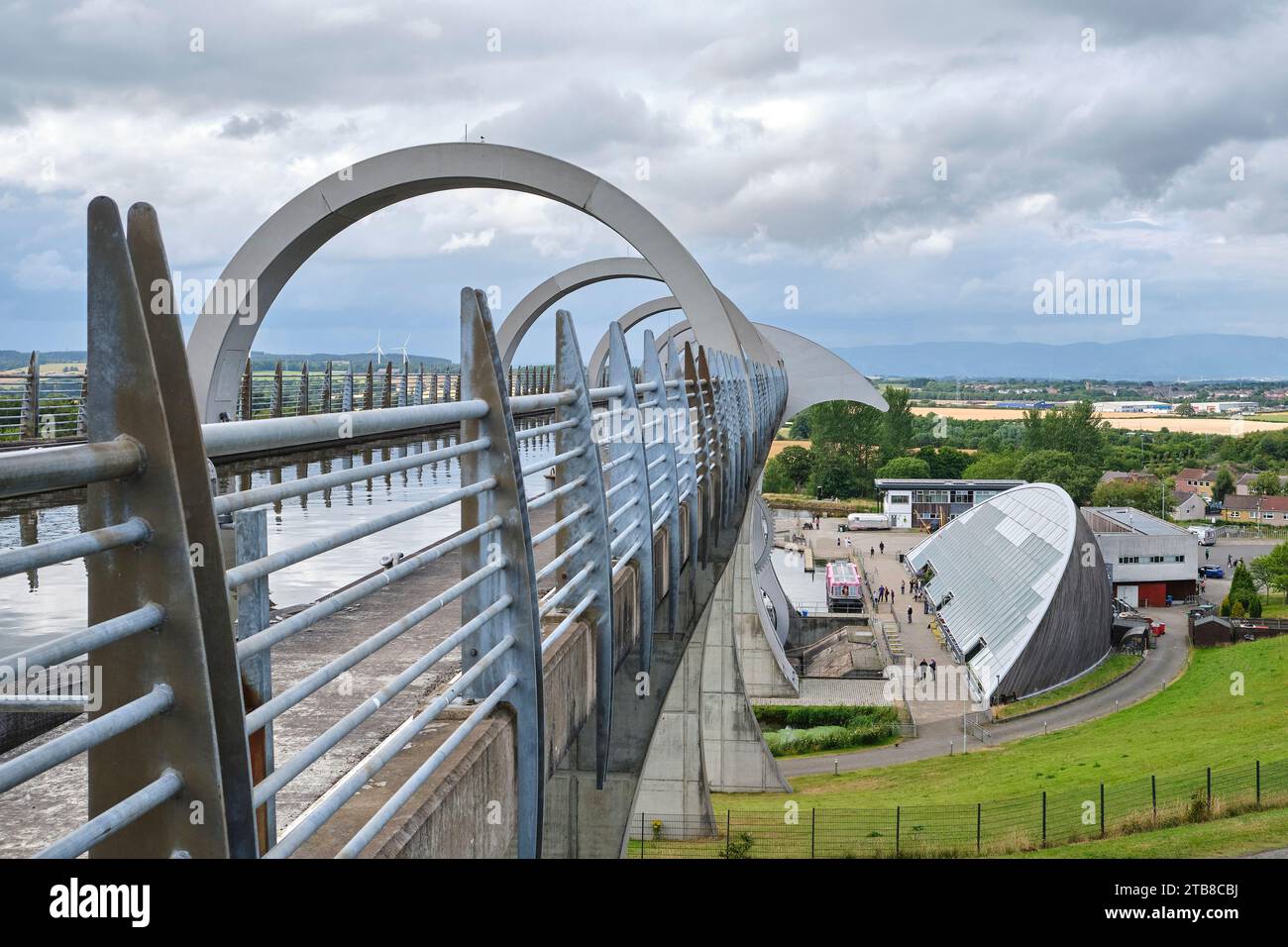The Falkirk Wheel, a rotating boat lift, in central Scotland ...