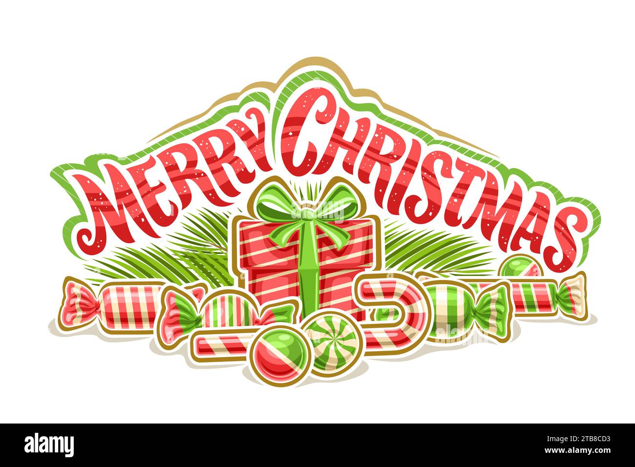 Vector logo for Kids Christmas, horizontal poster with outline ...