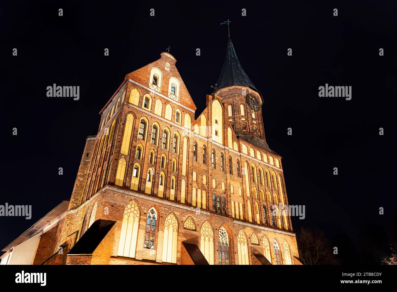 Cathedral in Kaliningrad front view. Medieval architecture of the ...