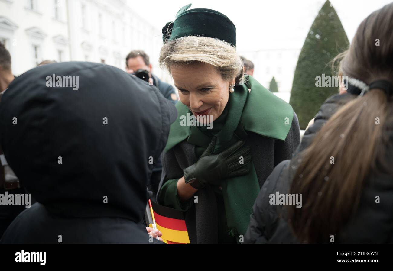 Berlin, Germany. 05th Dec, 2023. Queen Mathilde of Belgium speaks to ...