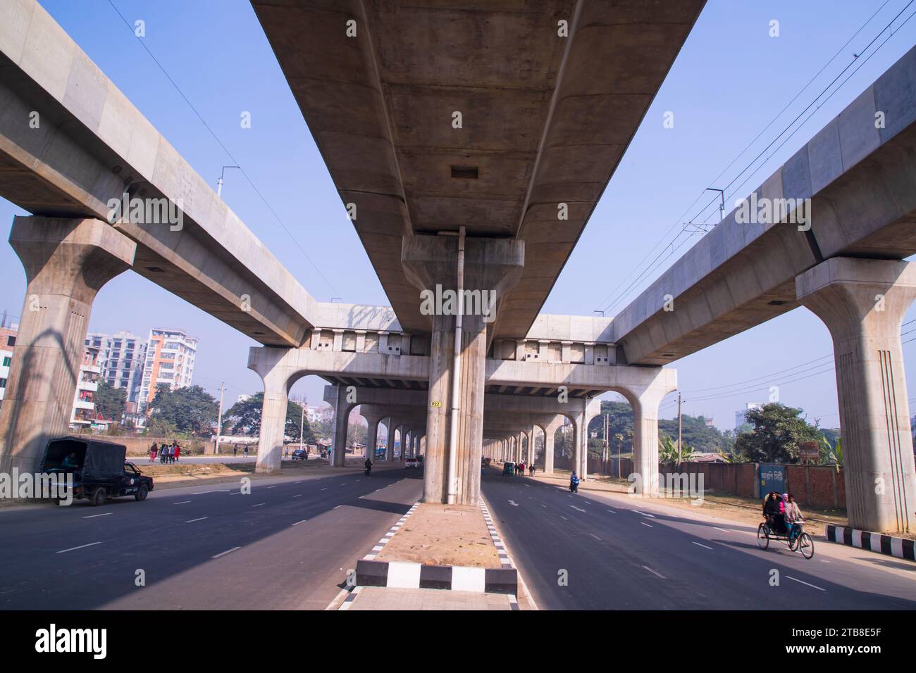 Skyward structure view of The Dhaka Metro Mass Rapid Transit (MRT) in ...