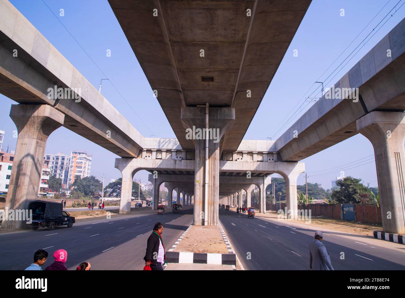 Skyward structure view of The Dhaka Metro Mass Rapid Transit (MRT) in ...