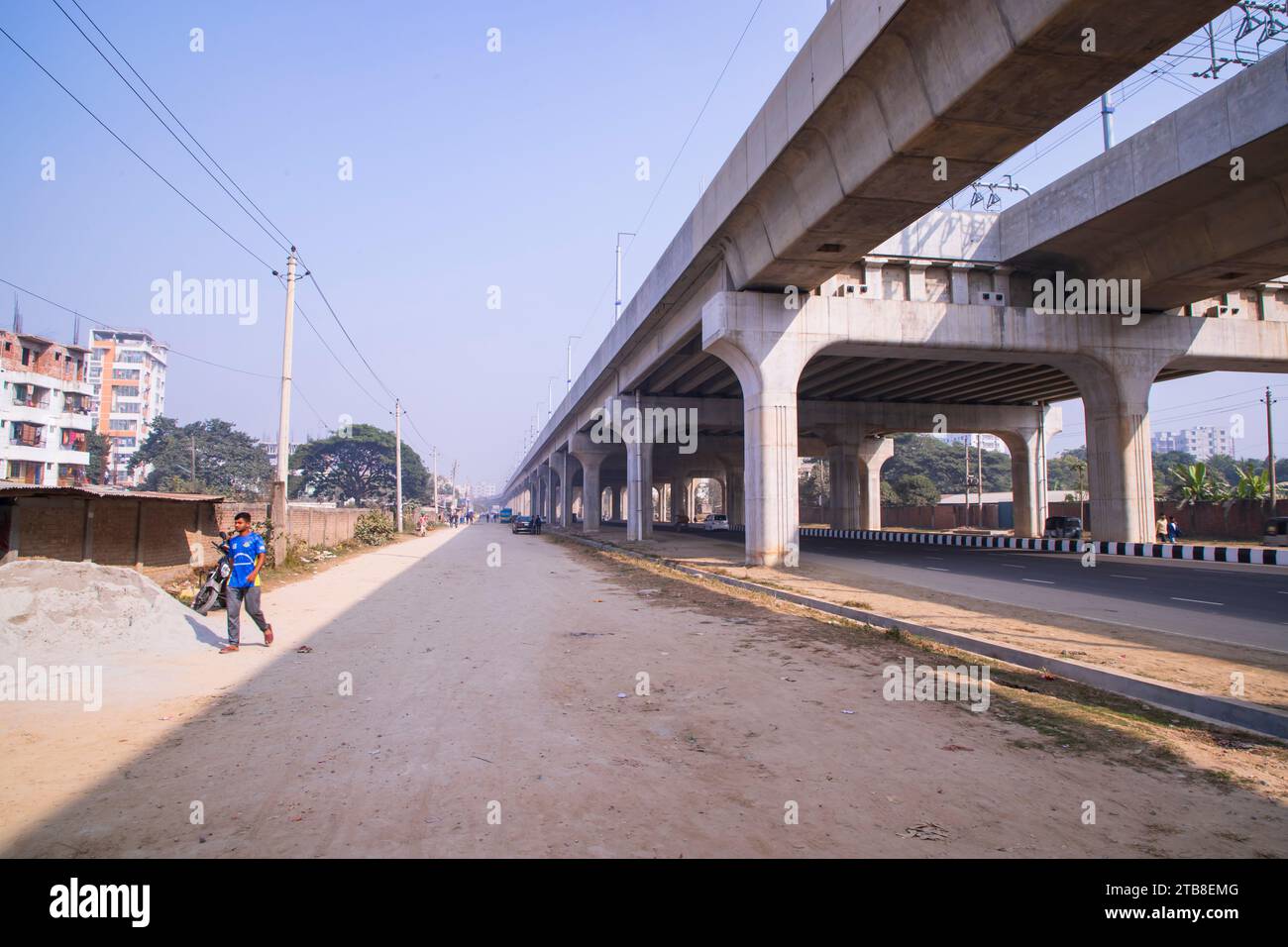 Skyward structure view of The Dhaka Metro Mass Rapid Transit (MRT) in ...