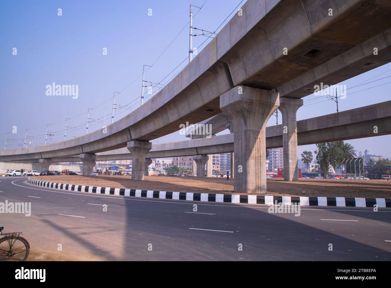 Skyward structure view of The Dhaka Metro Mass Rapid Transit (MRT) in ...