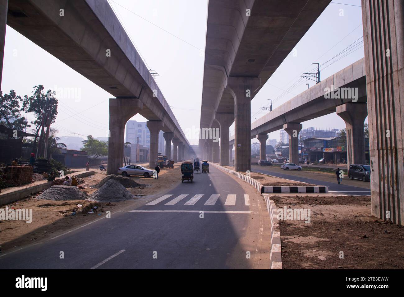 Skyward structure view of The Dhaka Metro Mass Rapid Transit (MRT) in ...