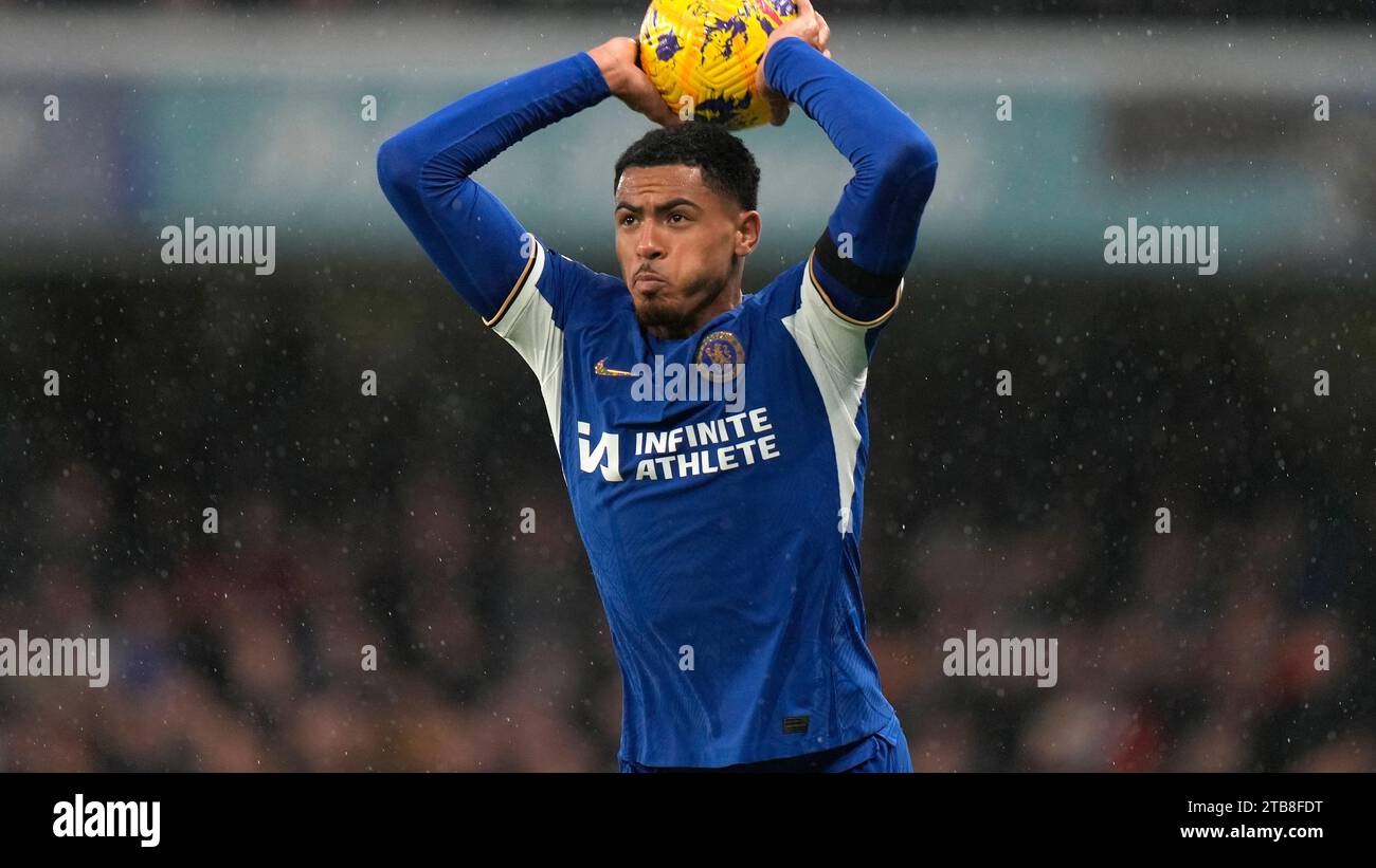 Chelsea's Levi Colwill takes a throw in during the English Premier ...