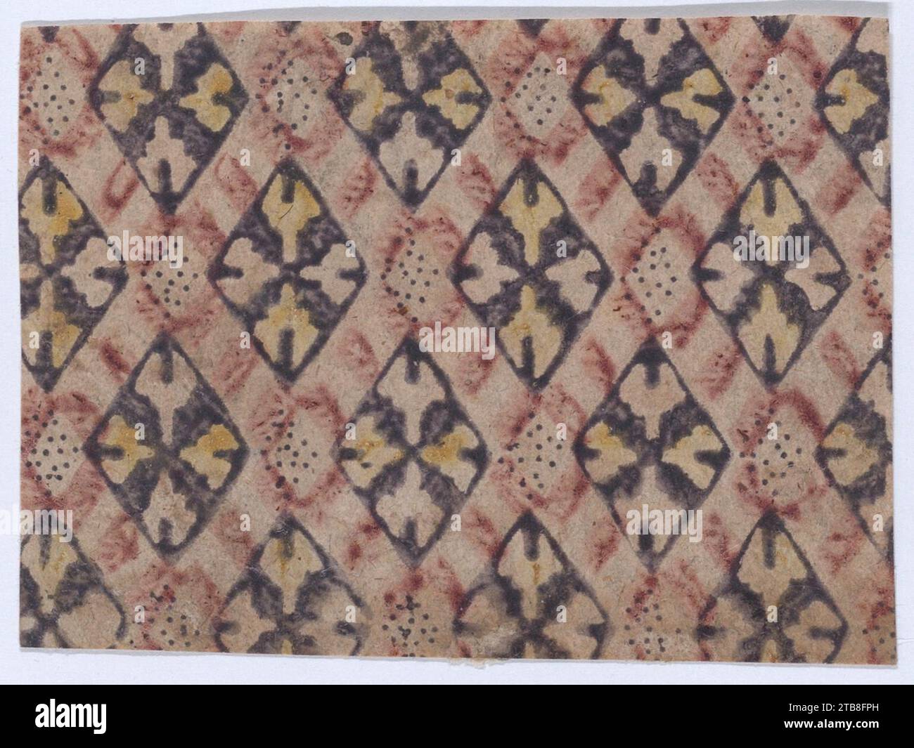 Sheet with alternating red, navy, and yellow ornate diamond outlines ...