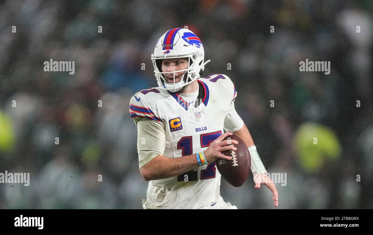 Buffalo Bills quarterback Josh Allen in action an NFL football game ...