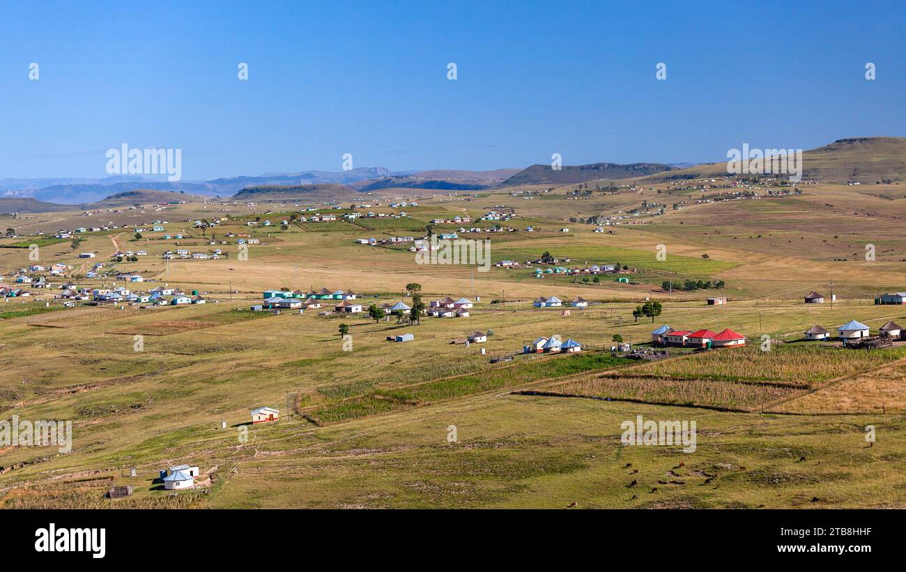 Rural tribal homes farms covering the scenic hills and valleys around ...