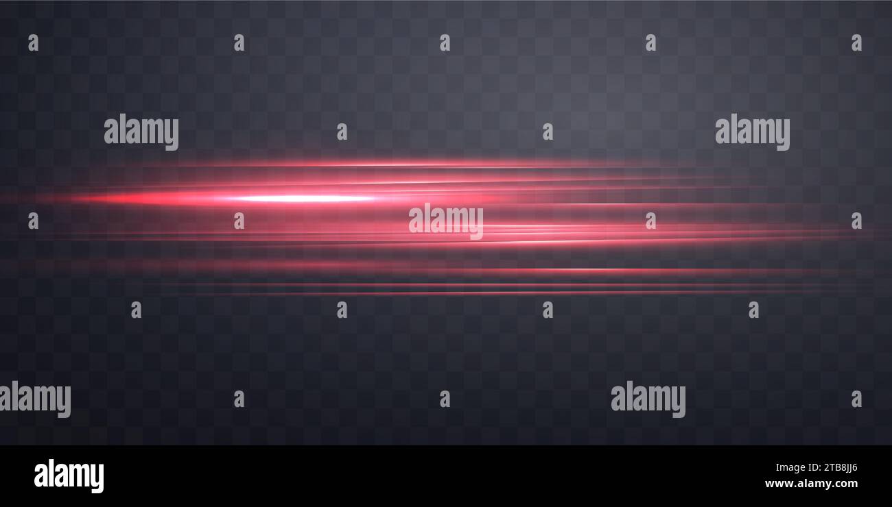 Red horizontal lensflare. Light flash with rays or spotlight and bokeh ...