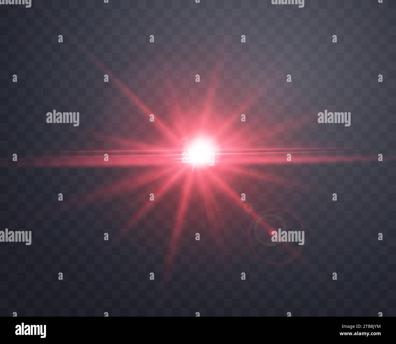 Red sunlight lens flare, sun flash with rays and spotlight. Glowing ...