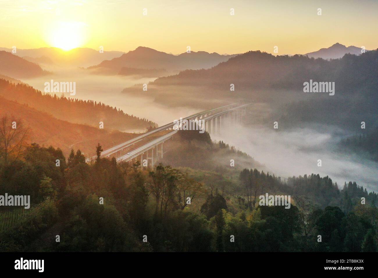 Beijing, China. 5th Dec, 2023. This aerial photo taken on Dec. 5, 2023 ...