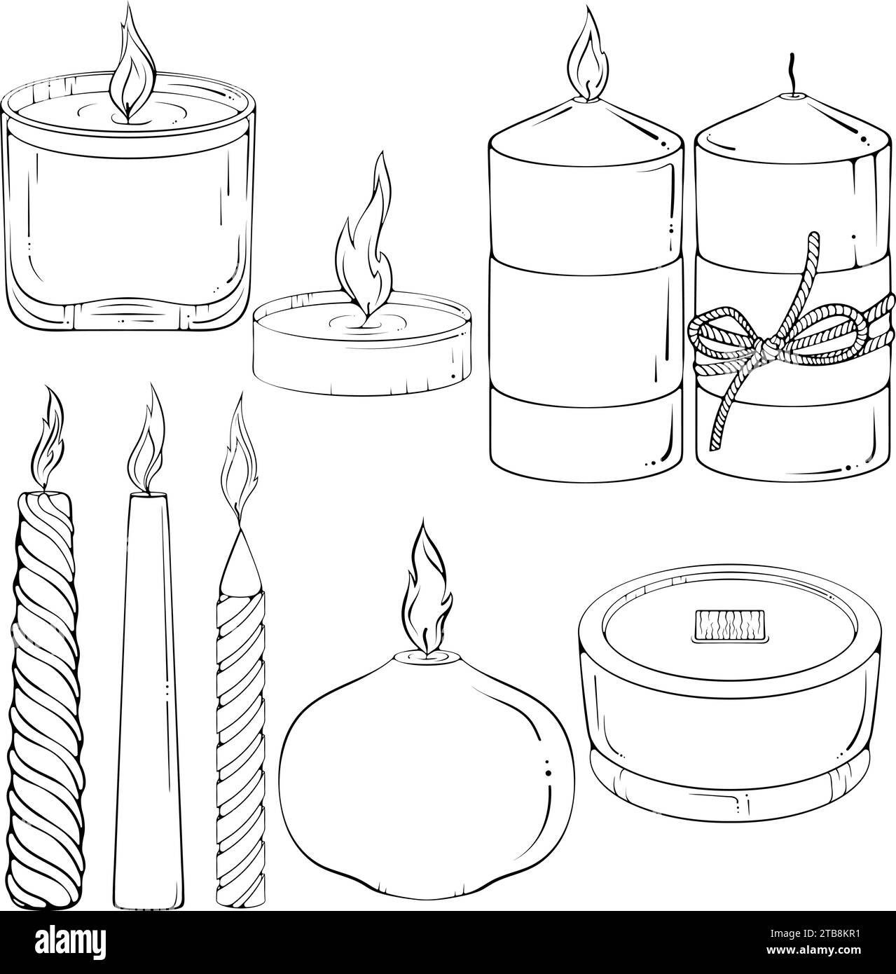 Set of various decorative candles line art Stock Vector Image & Art - Alamy