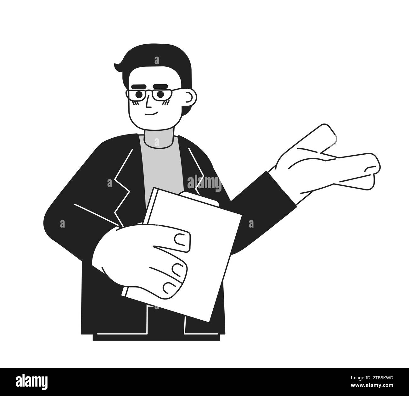 Eyeglasses male realtor friendly suggesting black and white 2D cartoon ...