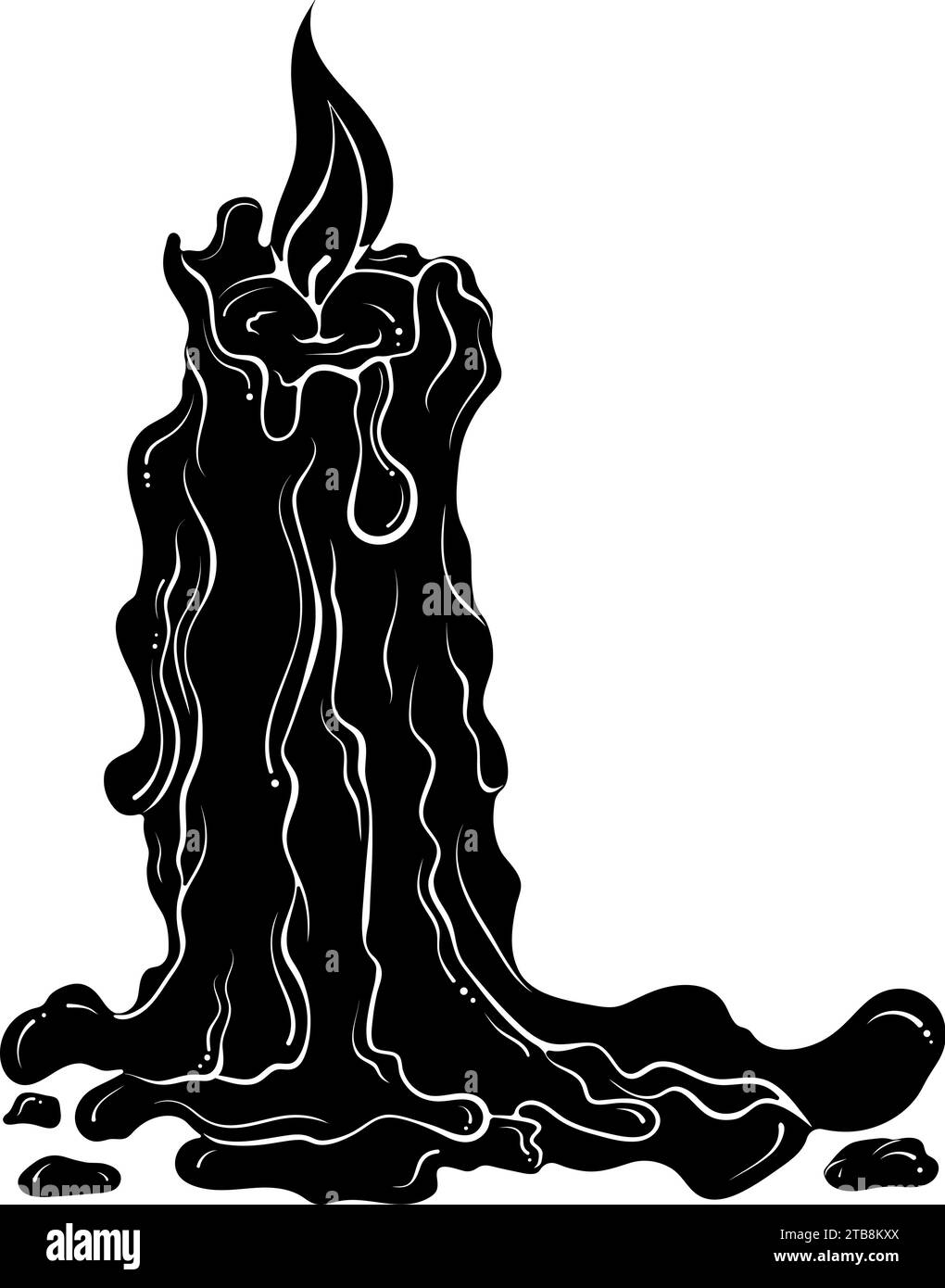 Silhouette straight burning melted candle Stock Vector Image & Art - Alamy