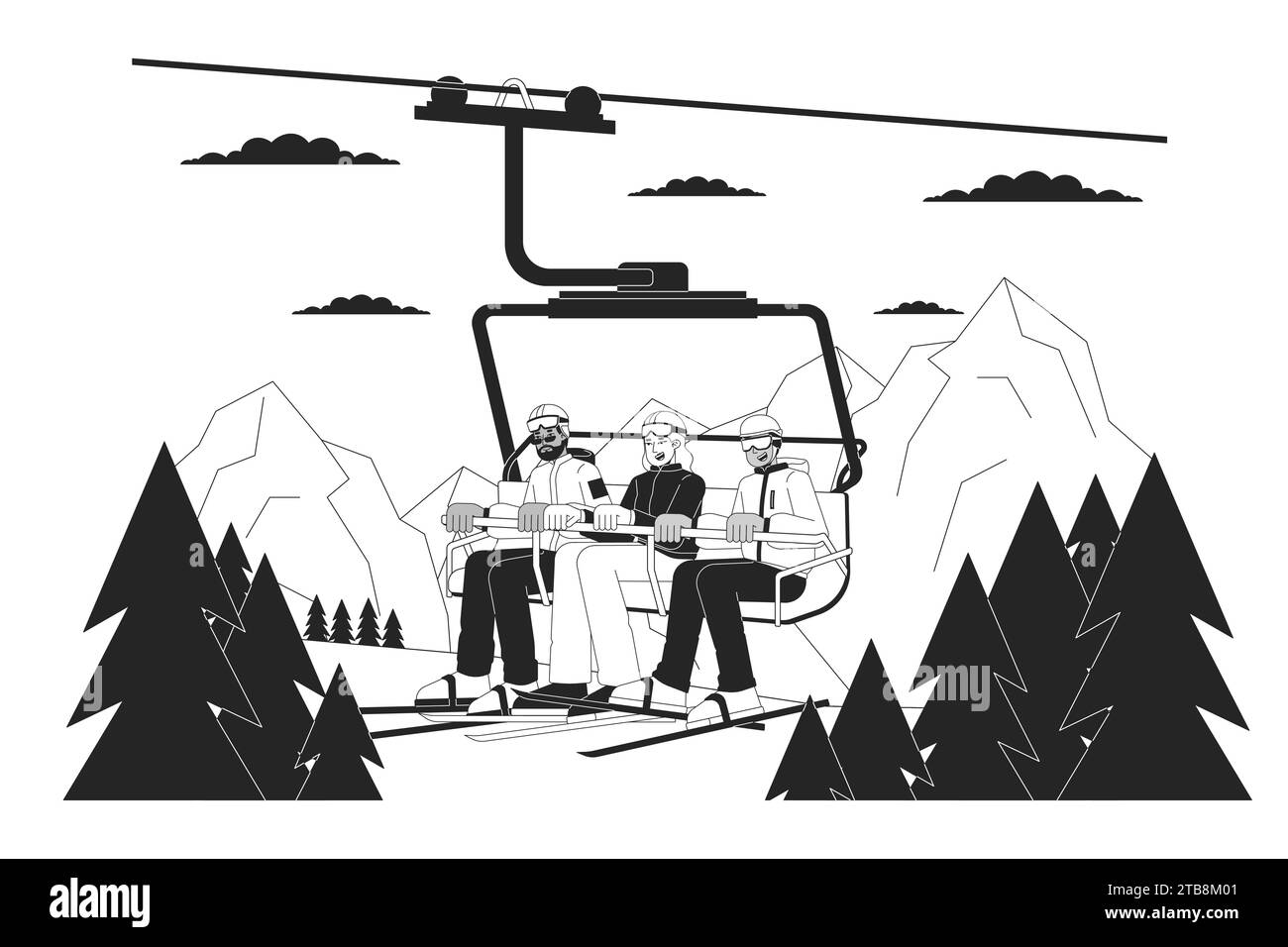 People on chairlift Stock Vector Images - Alamy