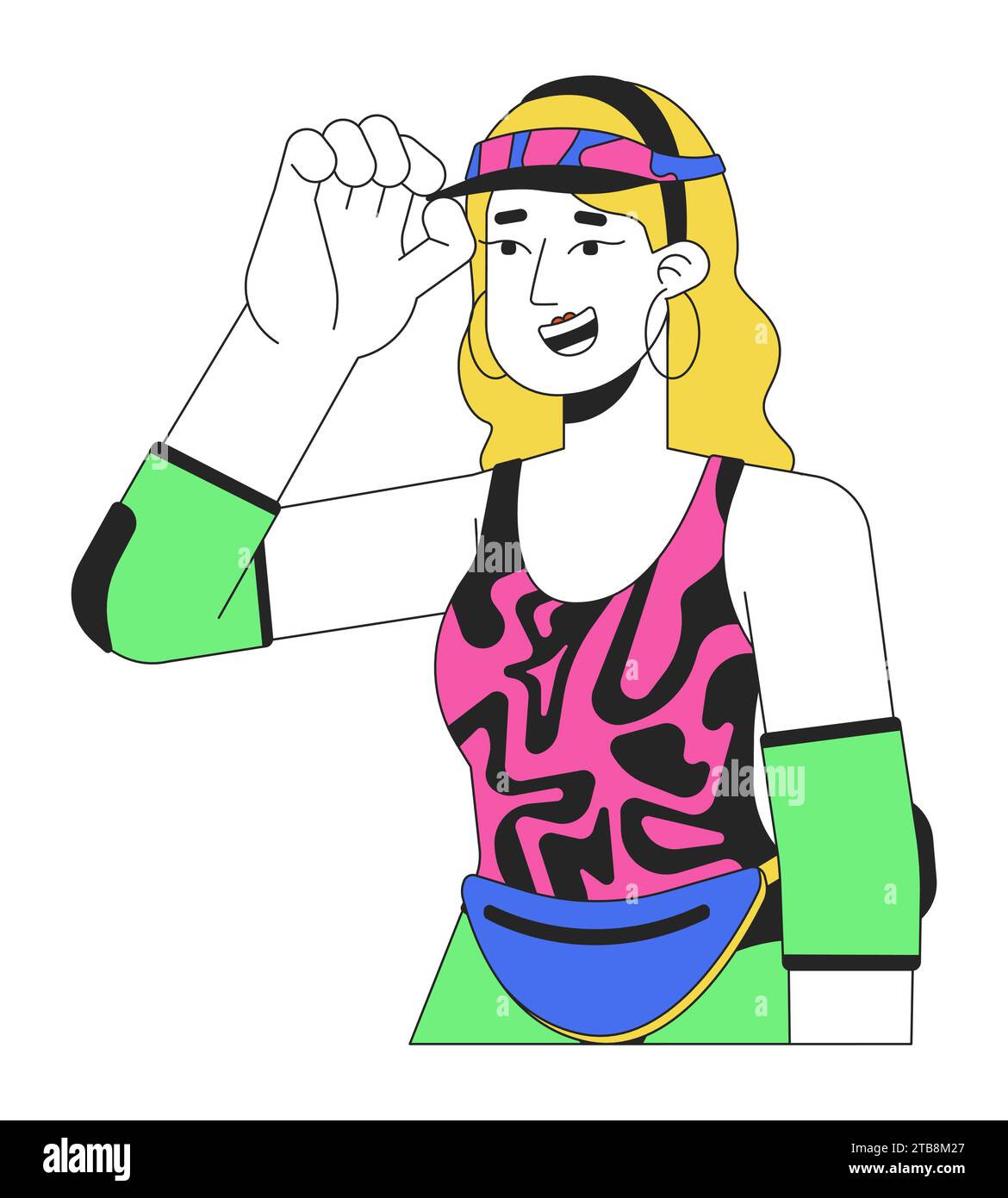 80s roller skater girl blonde 2D linear cartoon character Stock Vector ...