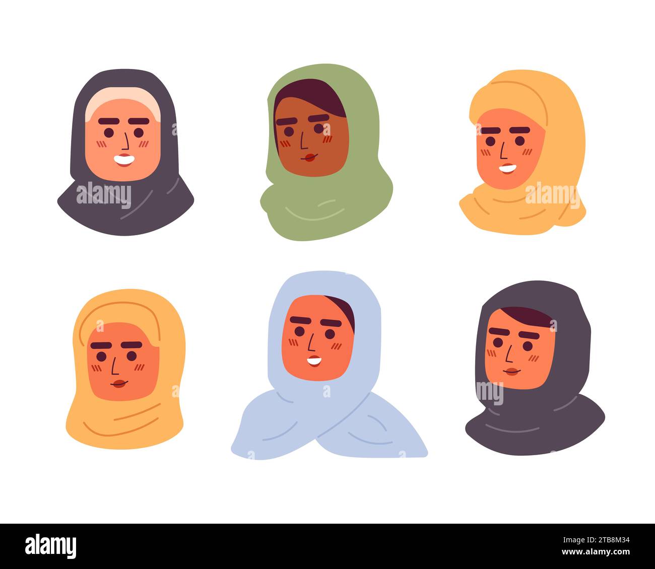 Muslim fashion 2D vector avatars illustration set Stock Vector Image ...