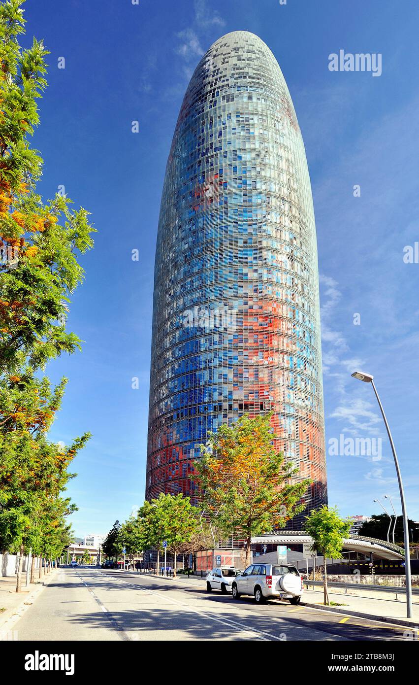 Spain, Barcelona: the Agbar Tower designed by French architect Jean ...