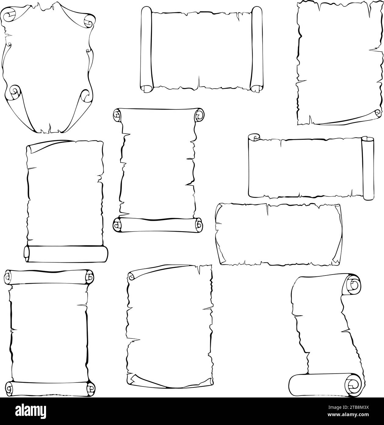 White line ancient papyrus scroll hi-res stock photography and images - Alamy