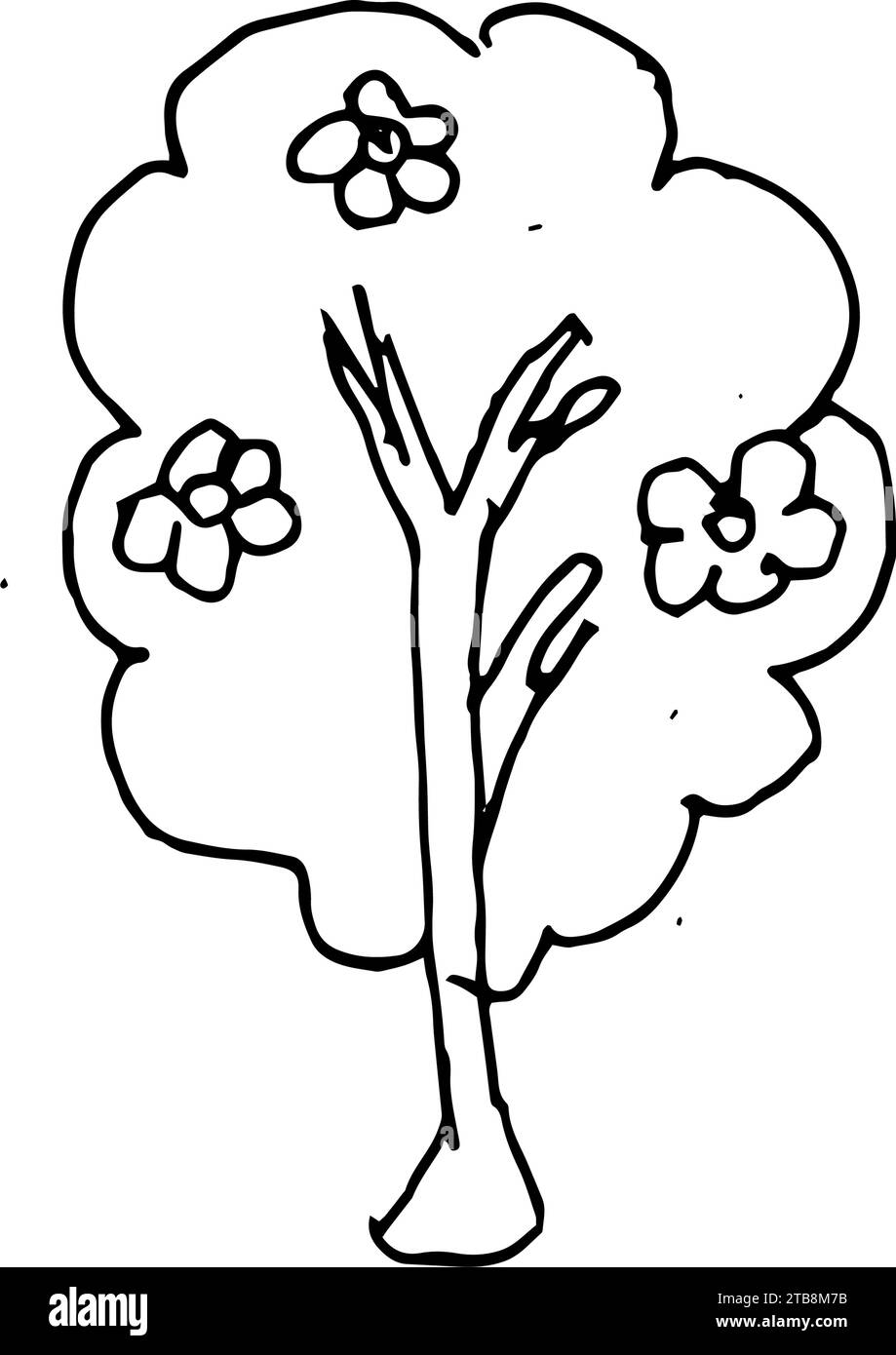 tree with flower - doodle outline sketch Stock Vector Image & Art - Alamy