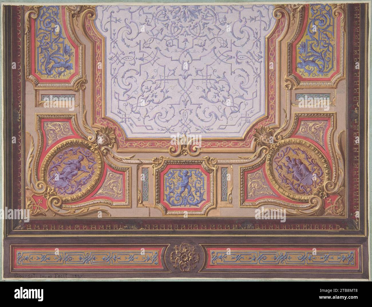 Design for Ceiling of Grand Salon, Hotel Hope 1967 by Jules-Edmond ...