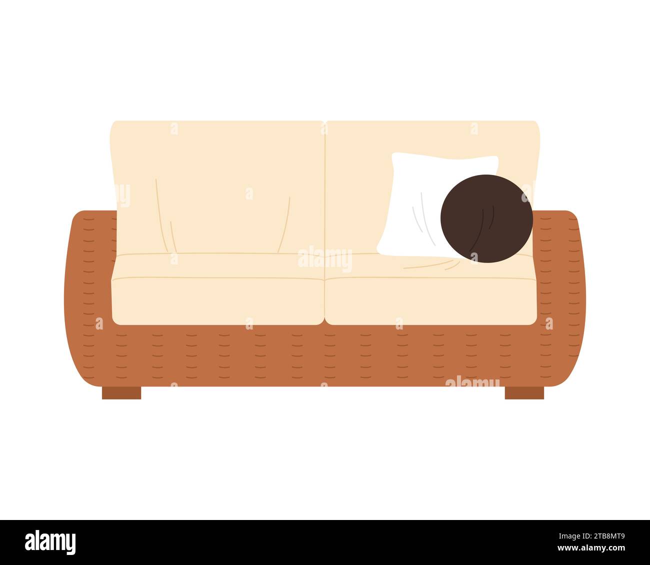 Garden outdoor sofa. Backyard furniture, patio area landscape cartoon ...