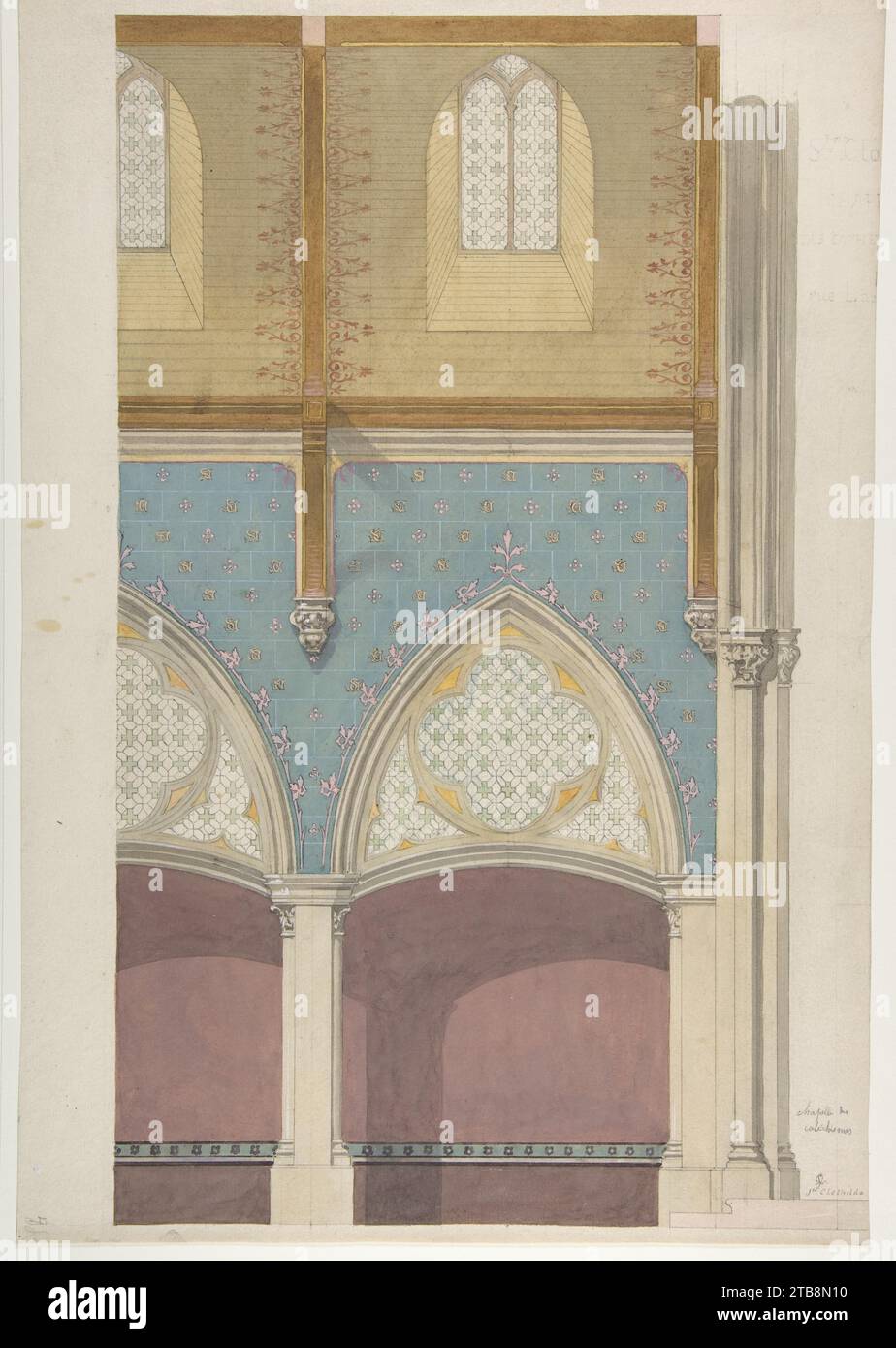 Elevation of Nave, Chapelle des Catechismes, Ste Clothilde, Paris 1967 ...