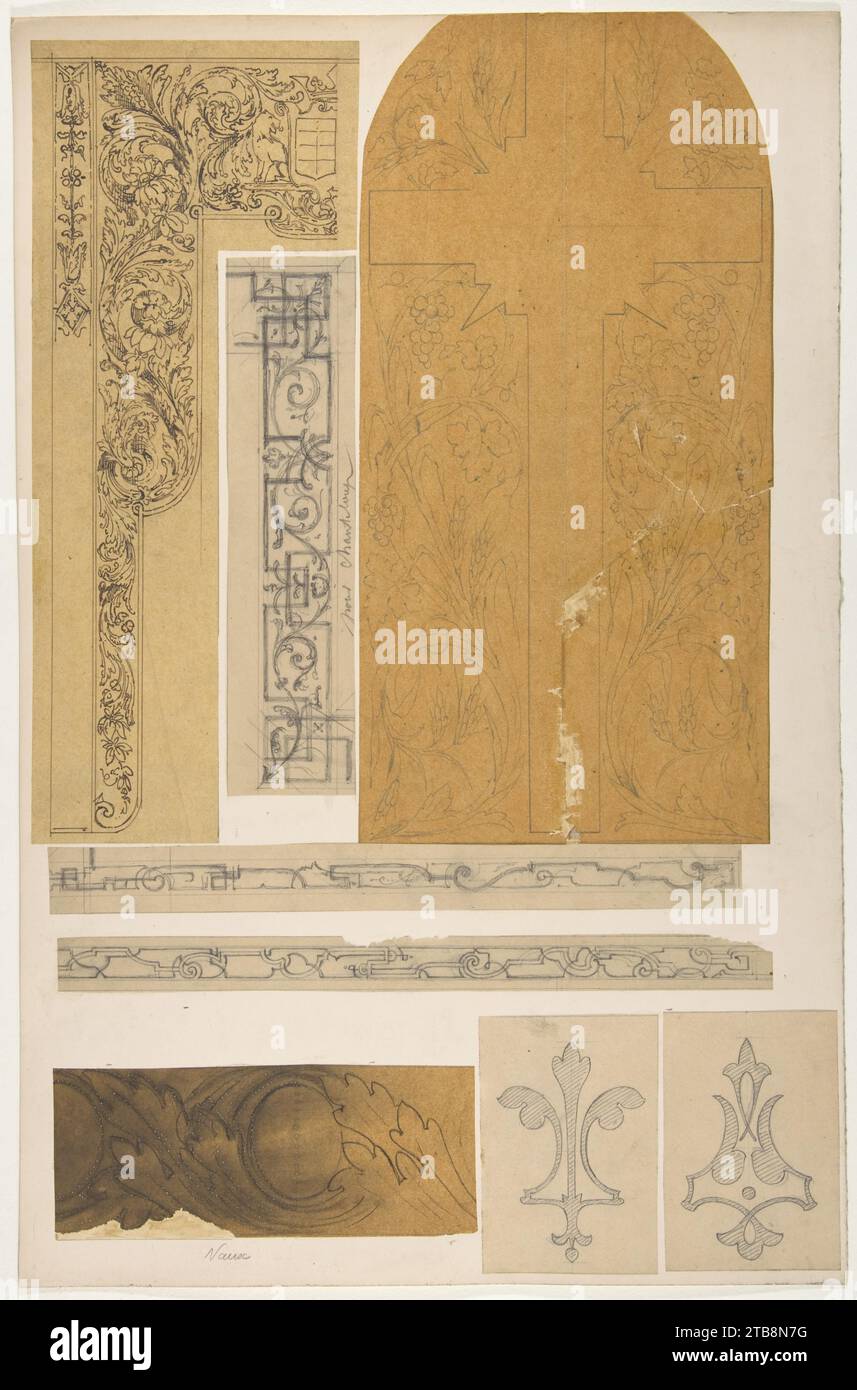 Eight designs for painted wall decorations; one for "chanteloup ...